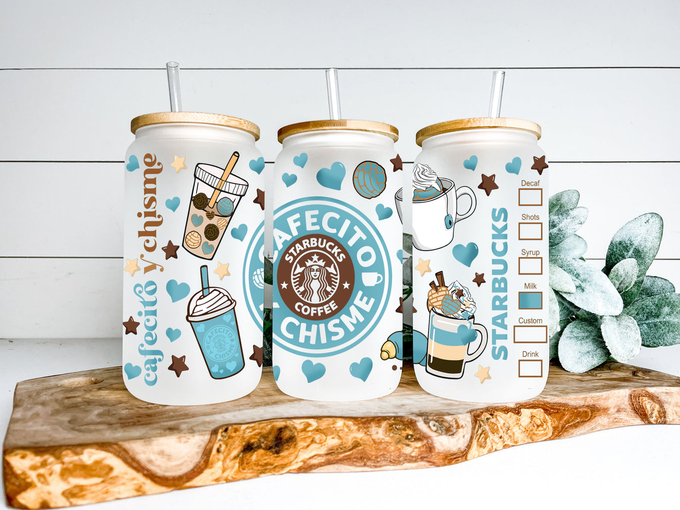 Blue Cafecito Y Chisme Uv Dtf Wraps 16 Oz Size Littlelattes